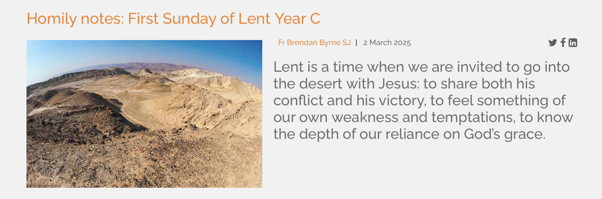 Fr BRENDAN BYRNE SJ – Homily Notes First Sunday of Lent Year C – Quaerens