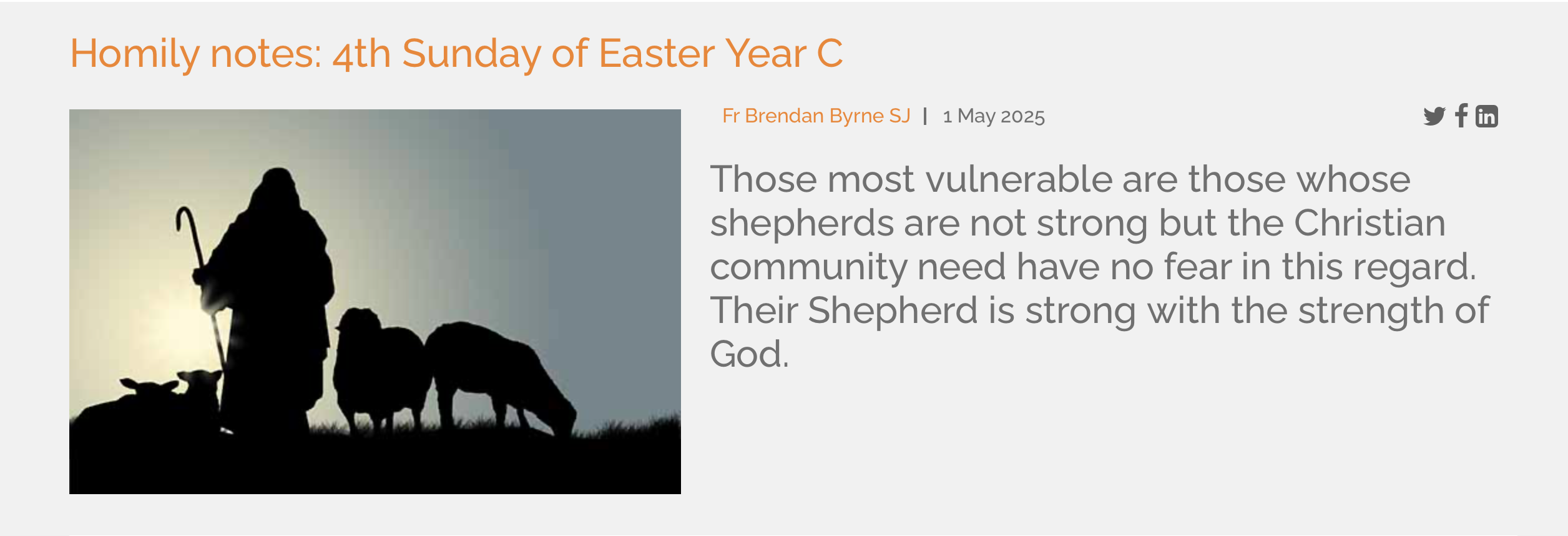 Fr Brendan Byrne SJ – Homily Notes for 4th Sunday of Eastertide Year C ...